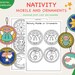 Nativity Coloring Paper Wall Hanging and Ornament / Printable Kids ...