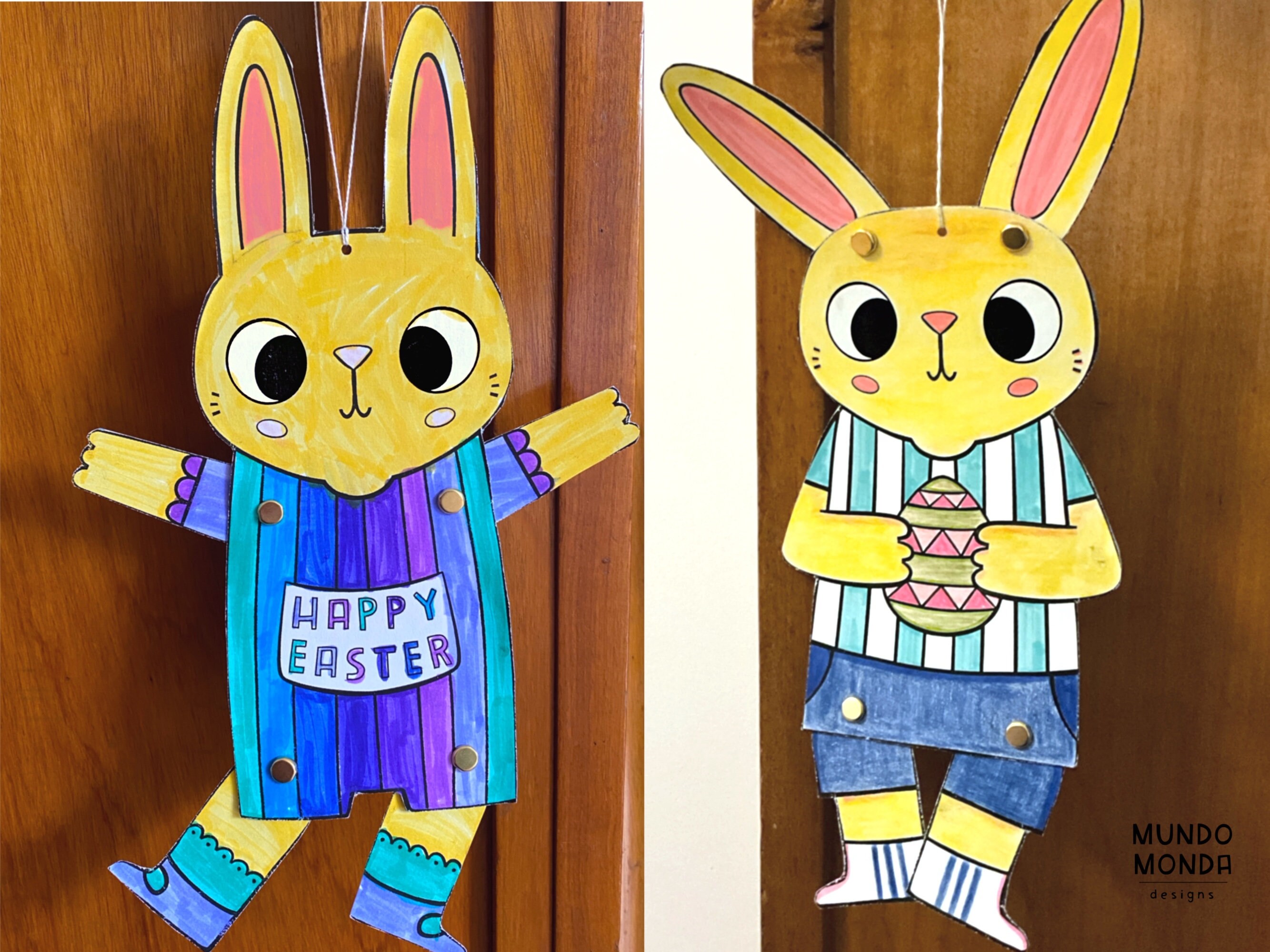Printable Articulated Paper Doll Bunny: Easter Craft for Kids (PDF) - Etsy