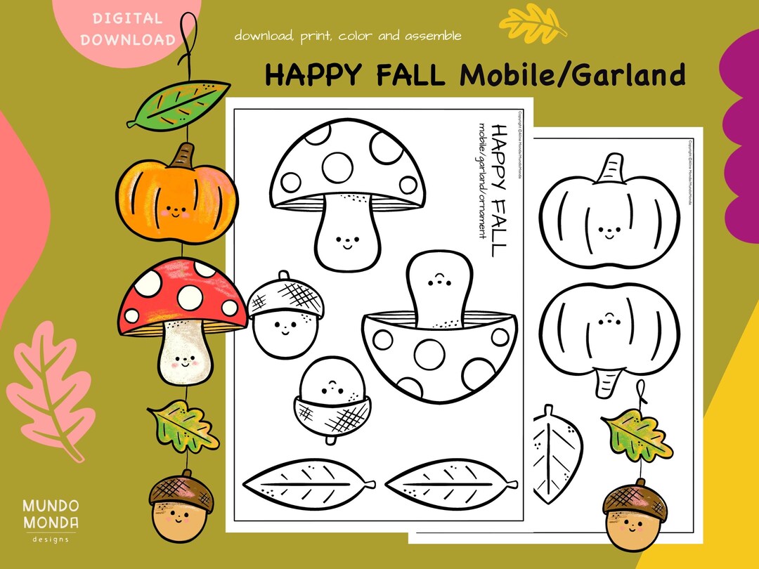 Autumn Paper Mobile: Printable Fall Ornaments, Kids Craft (digital ...