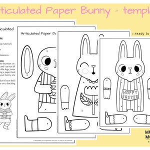Printable Articulated Paper Doll Bunny: Easter Craft for Kids (PDF) - Etsy
