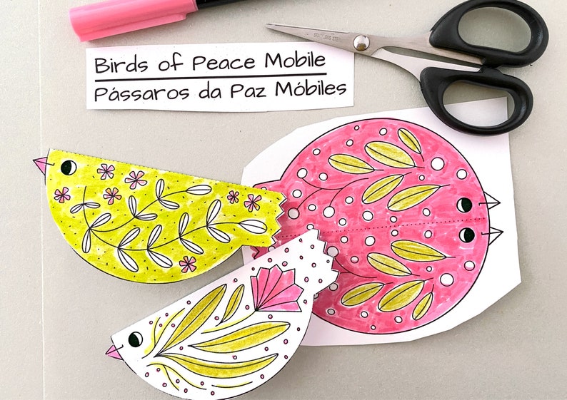 Birds of Peace Printable DIY Mobile Ornament/ Digital Download Activity ...