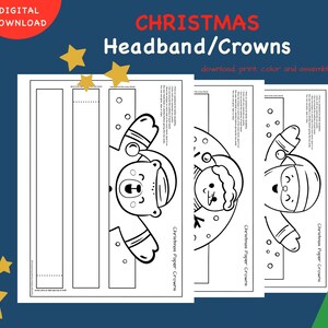 Printable Christmas Headband / DIY Paper Christmas Crown / Coloring ...