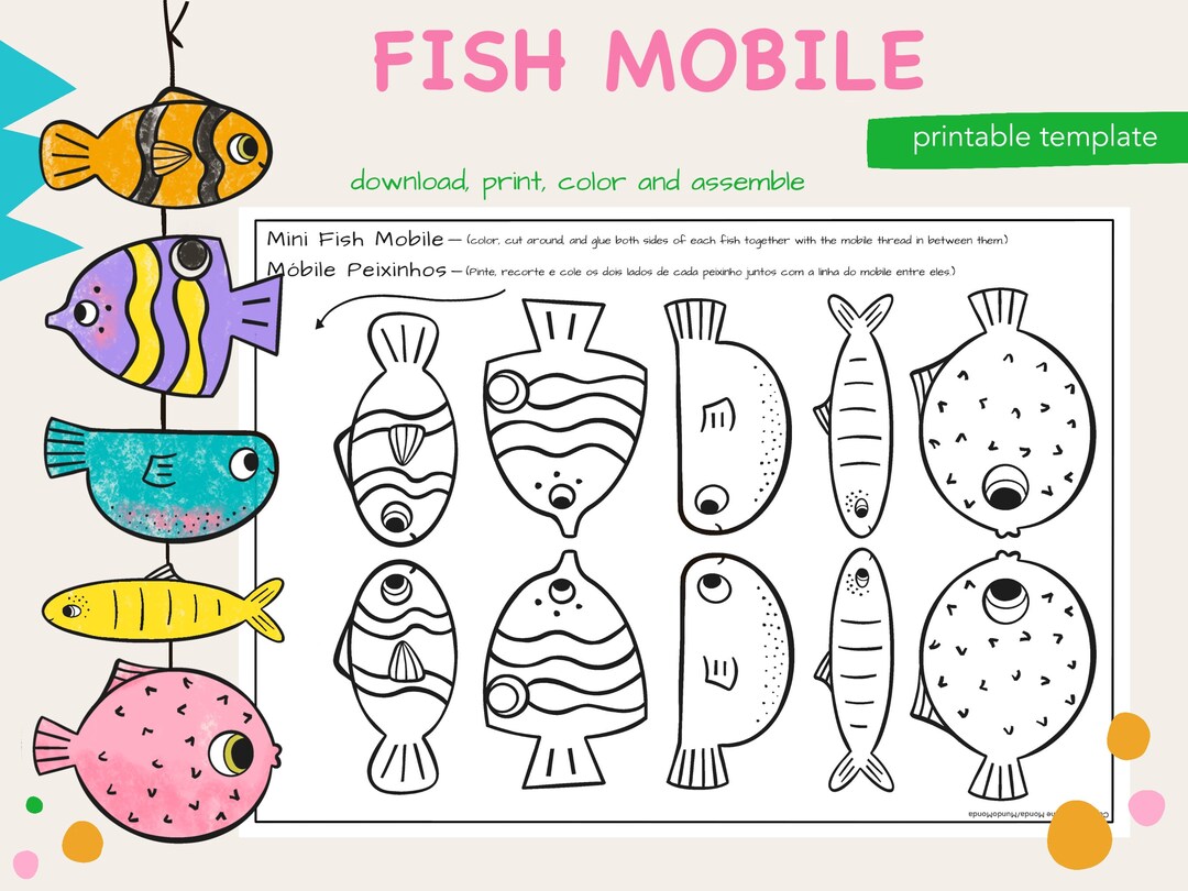 DIY Fish Paper Mobile: Printable Coloring Craft (digital Download) - Etsy