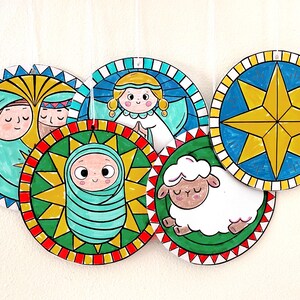 Nativity Coloring Paper Wall Hanging and Ornament / Printable Kids ...