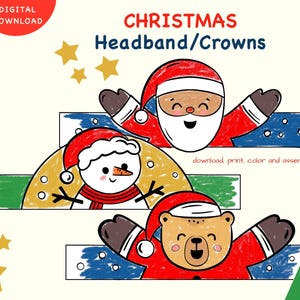 Printable Christmas Headband / DIY Paper Christmas Crown / Coloring ...
