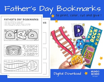 Dad Father's Day | Printable Coloring Bookmarks for Kids | Set 2 - Etsy
