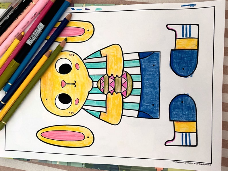 Printable Articulated Paper Doll Bunny: Easter Craft for Kids (PDF) - Etsy