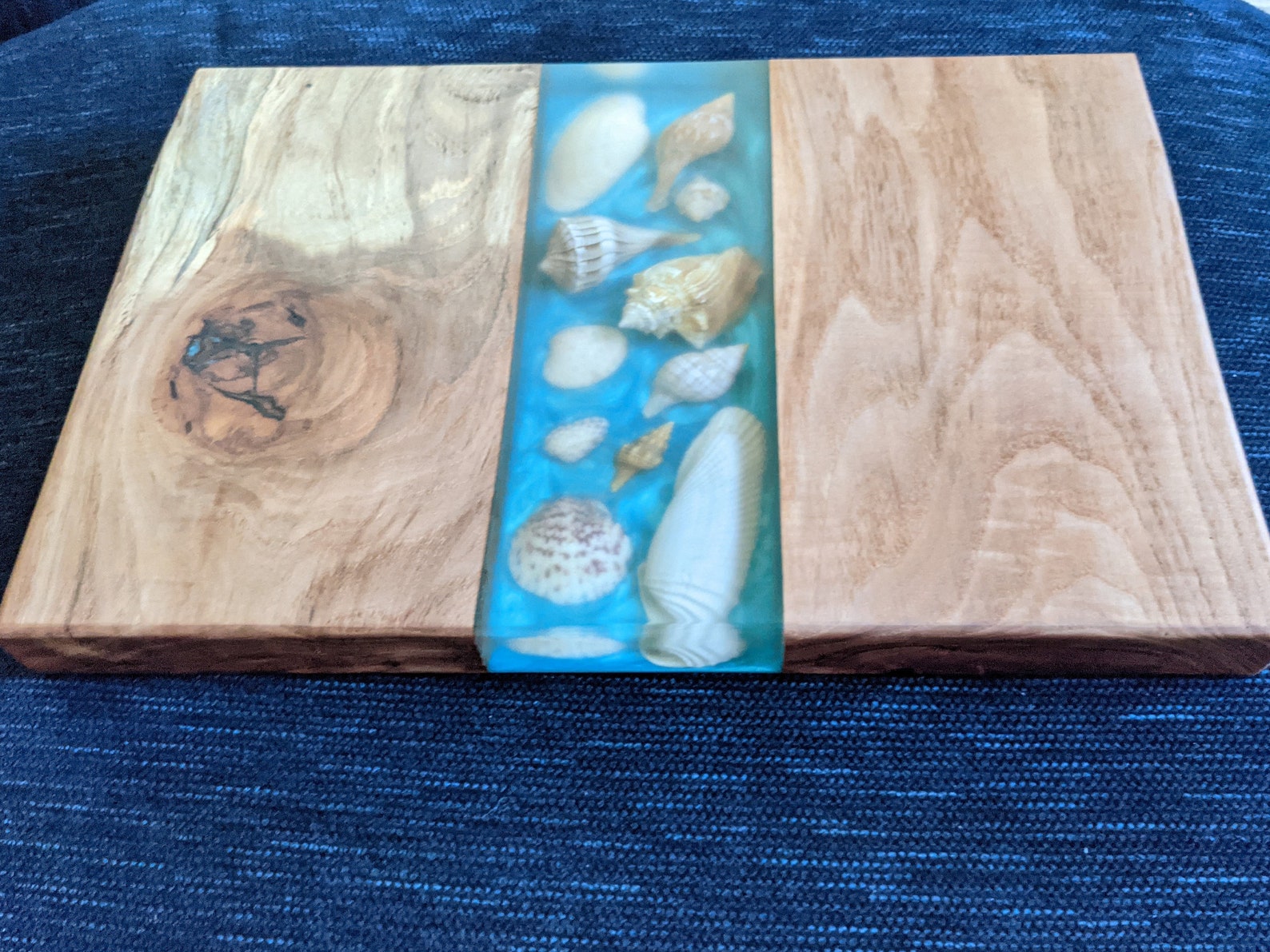 Shell Cutting Board, Live Edge, Epoxy, Resin, Cheese Tray, Charcuterie ...