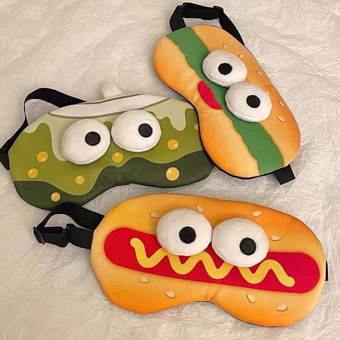 Adjustable Handmade Burger Funny Eye Mask Sleep Blindfold Cute Cartoon ...