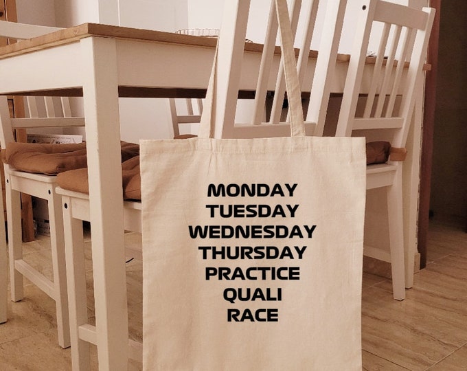 Race Day Tote Bag, Formula One Gift, Formula One Tote Bag, Cotton Tote ...