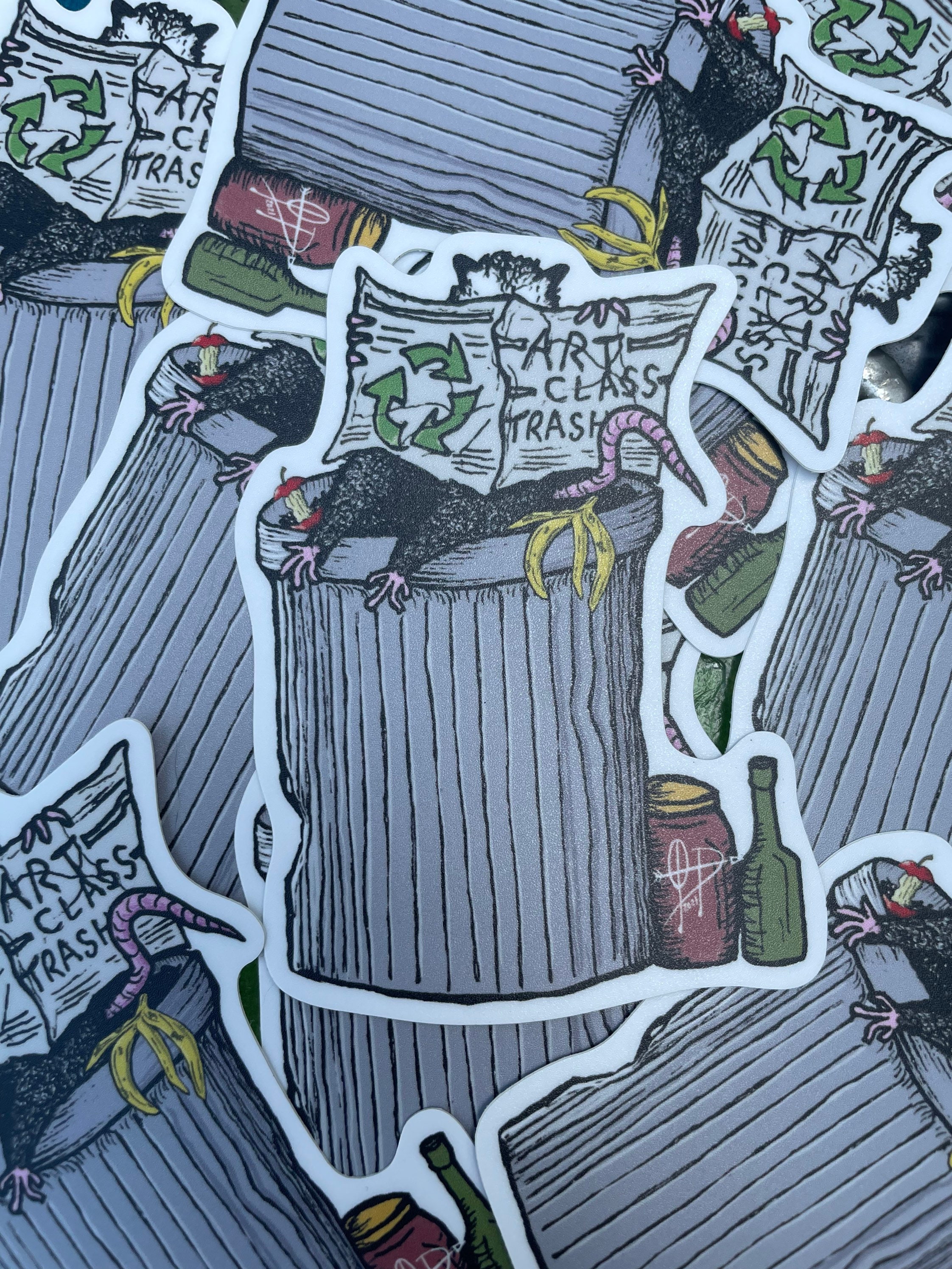 Possum Throne Trash Can Stickers 3 PACK Unique, Weird, Whimsical Hand ...