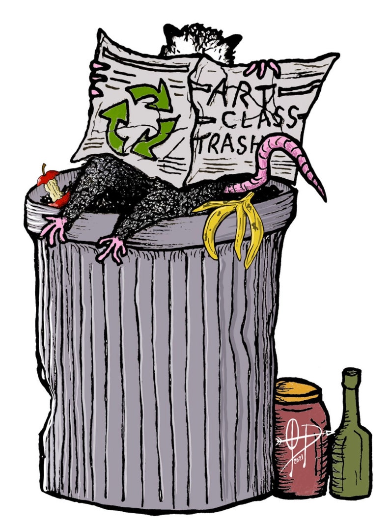 Possum Throne Trash Can Stickers 3 PACK Unique, Weird, Whimsical Hand ...