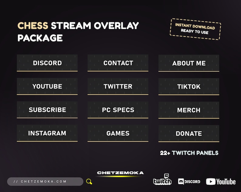 Animated Chess Stream Overlay Package: Twitch, Youtube (instant ...