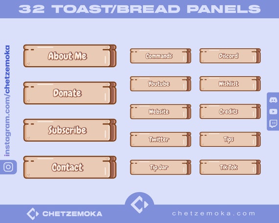 Bread Twitch Panels 32 Toast Panels Pastel Aesthetic | Etsy