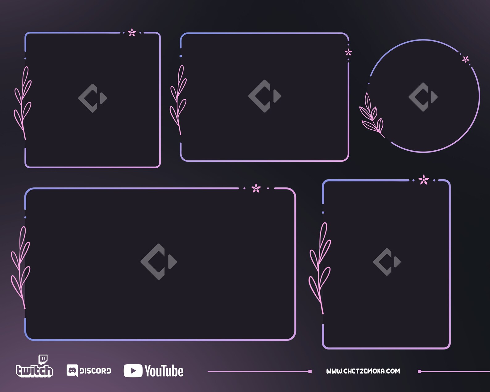 ANIMATED Floral Webcam Overlay | 5 Sizes | Twitch Lavender Borders ...