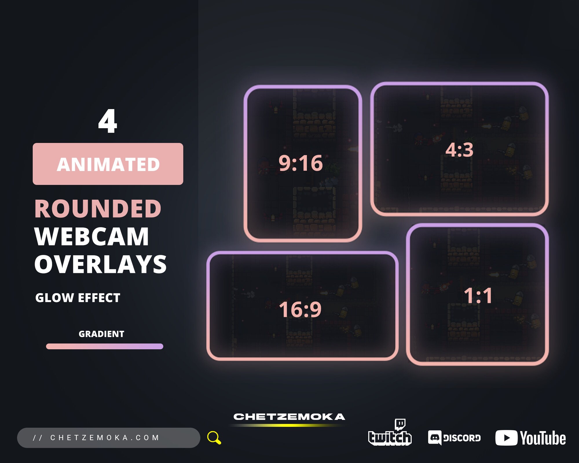 Webcam Overlay Pink ANIMATED Circle and All Standard Sizes Pastel Pink ...