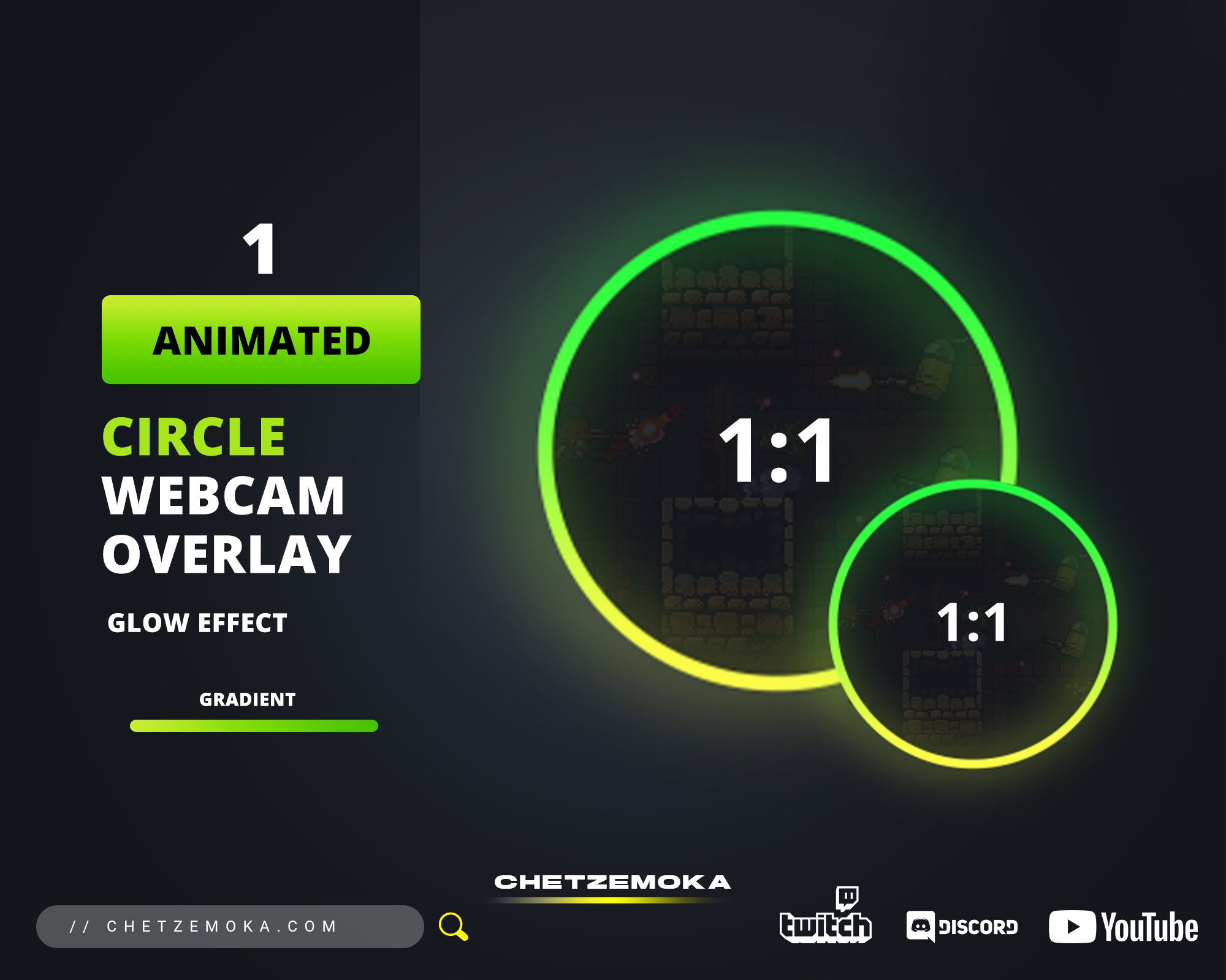 Webcam Overlay Green ANIMATED Circle and All Standard Sizes Instant ...
