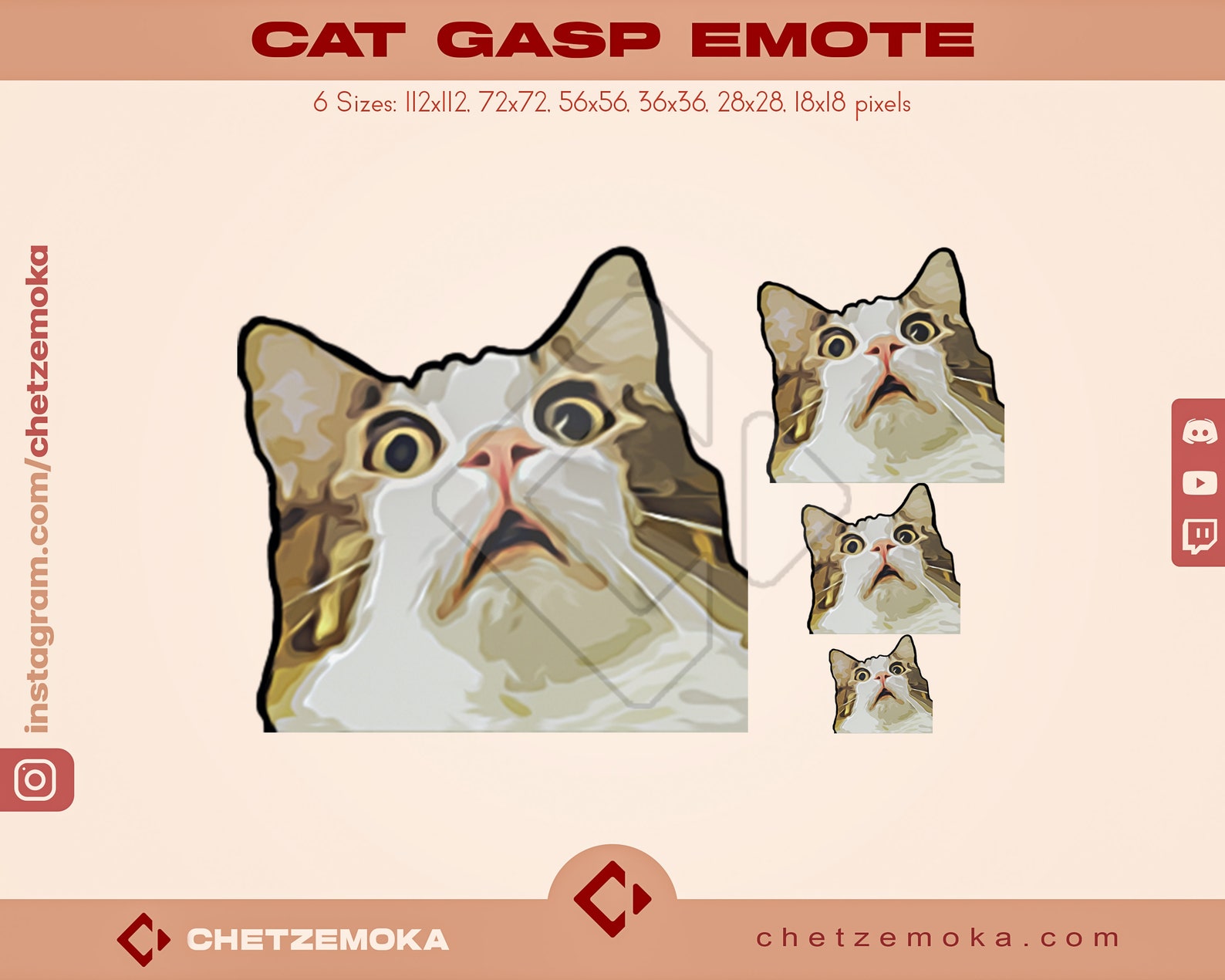Cat Gasp Twitch Emote OMG Oh Crap Cat / Twitch / Youtube / - Etsy