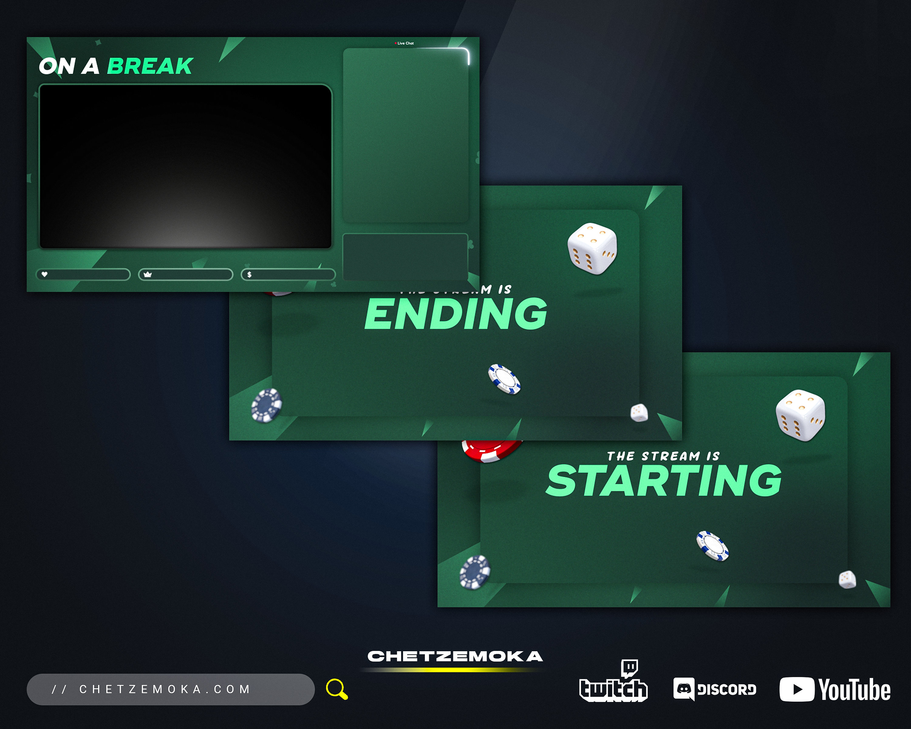 Twitch Green Poker Overlay: Animated Stream Package (instant Download ...