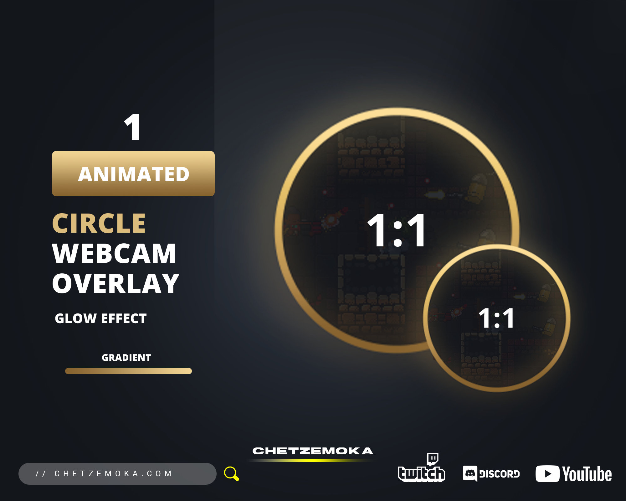Animated Webcam Overlay Gold Theme | Circle and All Standard Sizes ...