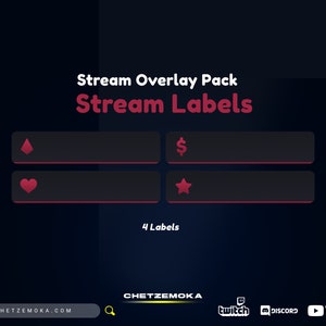 Red Stream Overlay Package: Twitch Panels, Webcam Overlay (digital ...