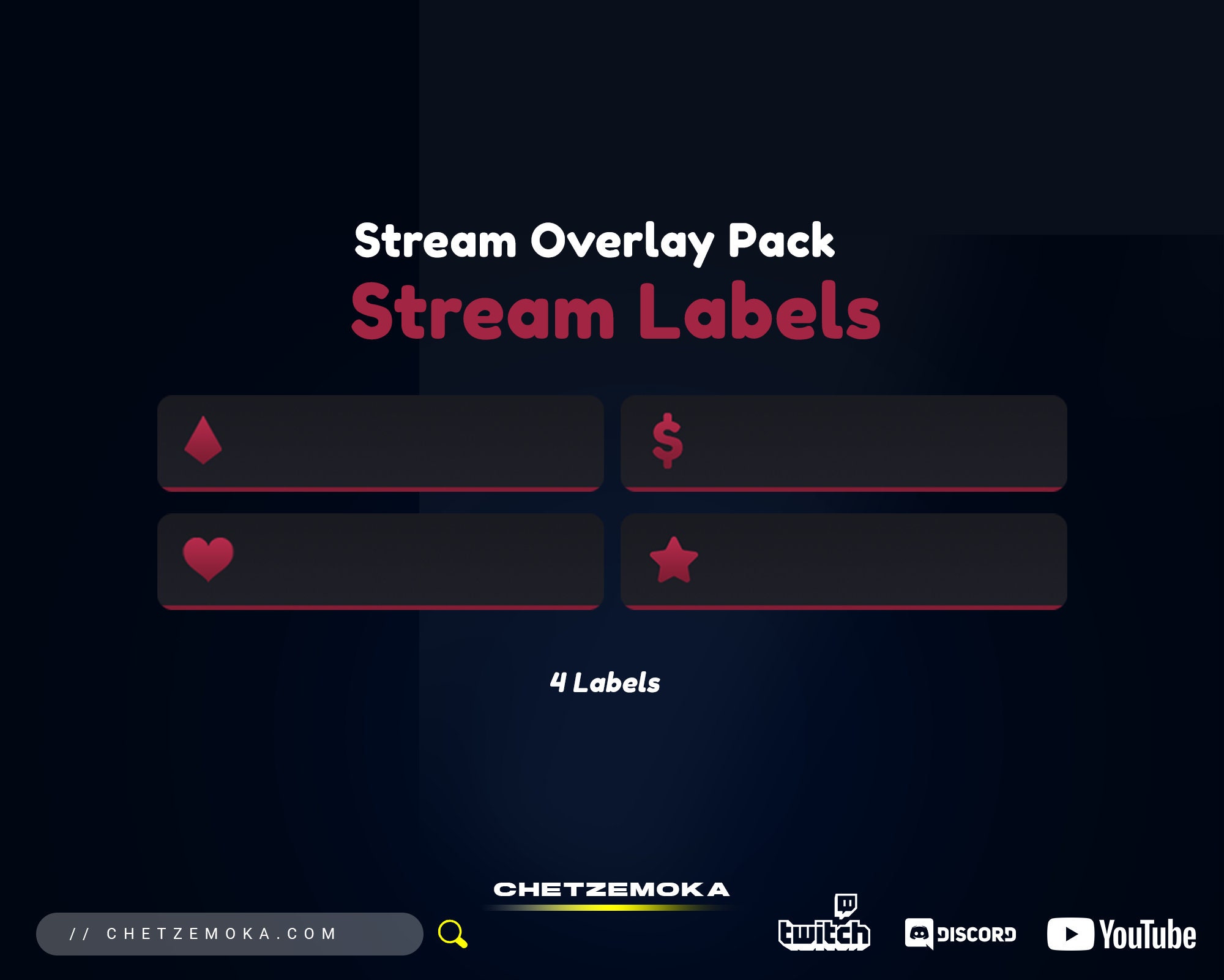 Red Stream Overlay Package: Twitch Panels, Webcam Overlay (digital ...