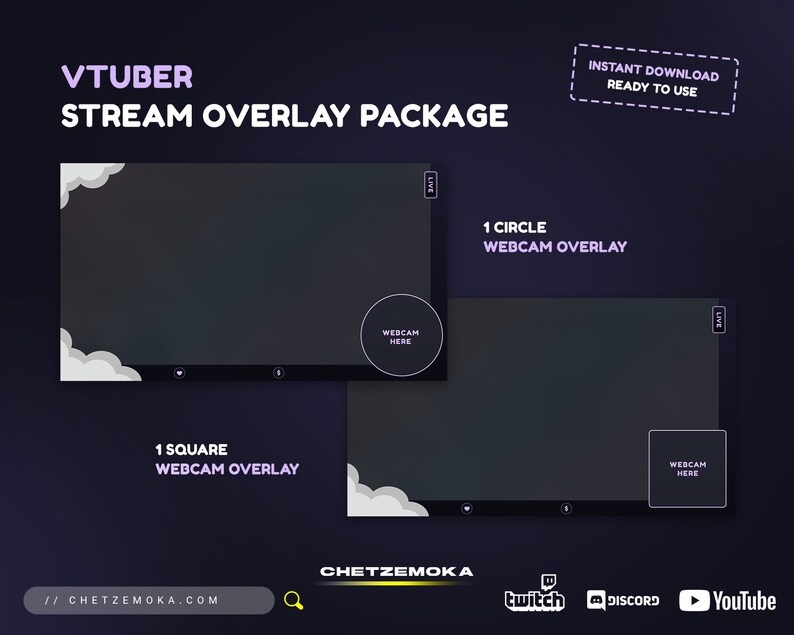Vtuber Stream Overlay Purple Vtuber Overlay Celestial Stream Package ...