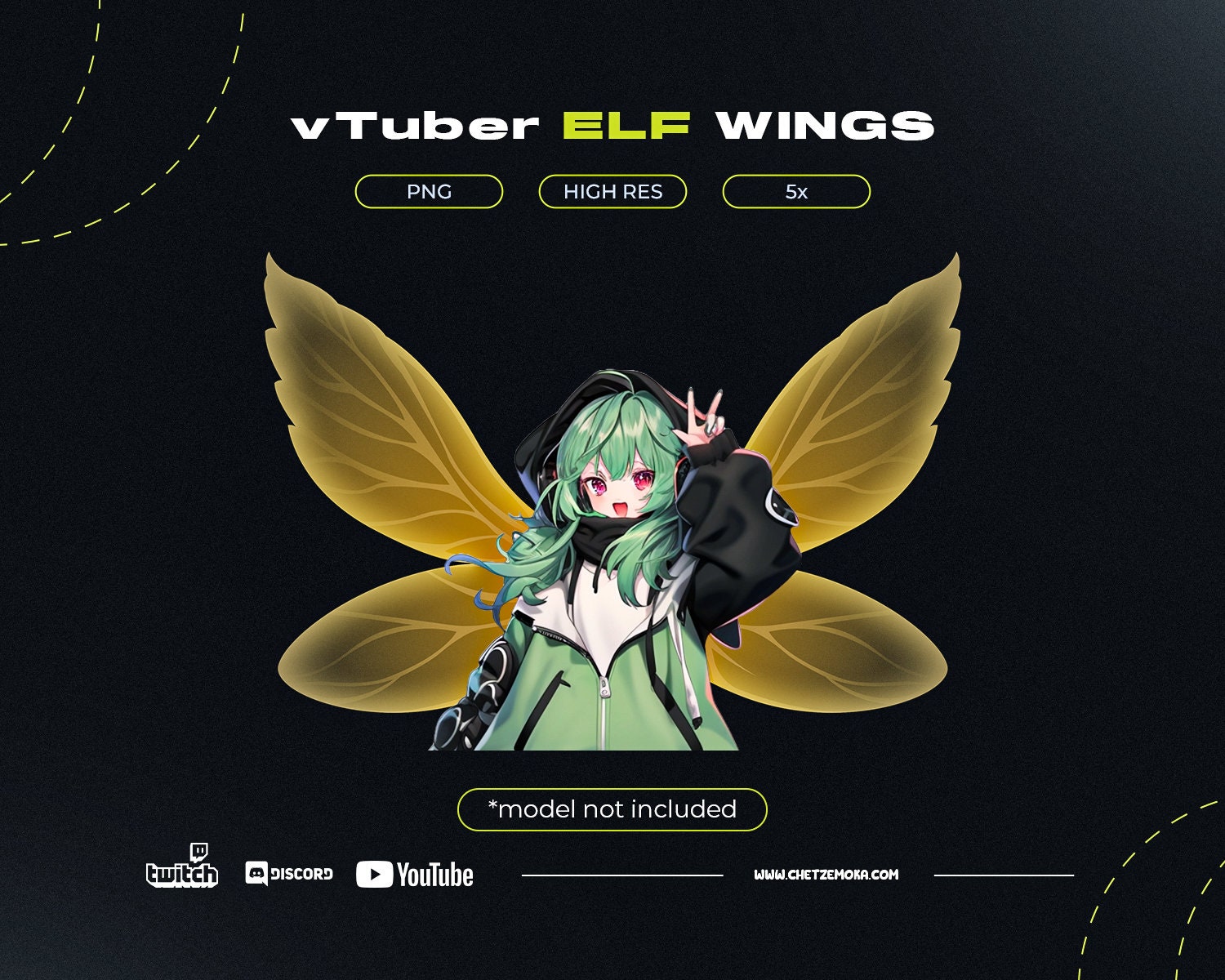 Vtuber Fairy Wings in 5 Colors Vtuber Asset Stream Decoration Both/single Wing Elf Wings Cute ...