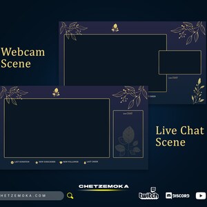 Floral Stream Overlay Navy Blue and Gold - Animated & Static Version ...