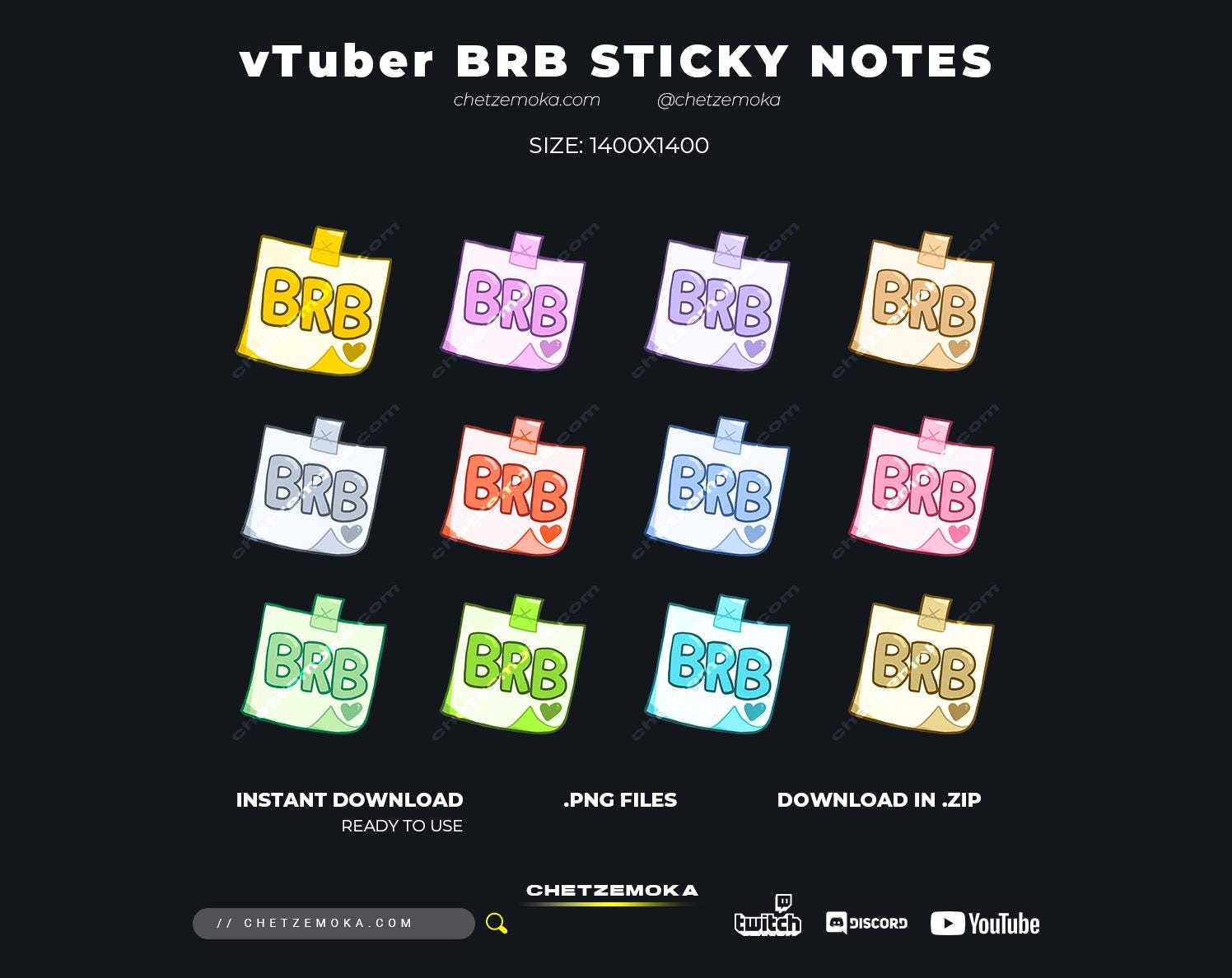Twitch BRB Sticky Notes: Vtuber Assets Bundle (PNG Files) - Etsy