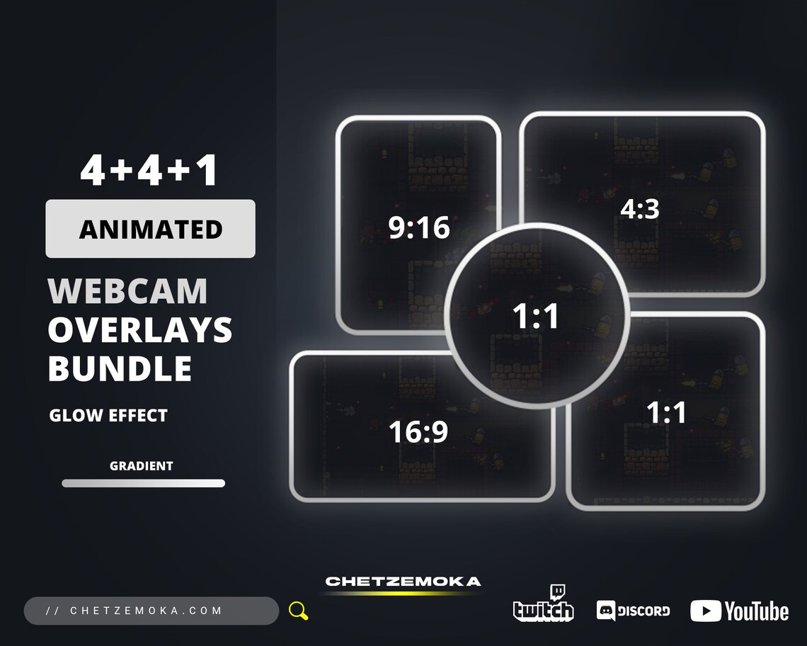 Animated Webcam Overlay White Theme Circle and All Standard Sizes White ...