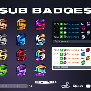 Letter S Sub Badges: 3D Twitch Cheer Emotes (set of 12) (PNG File) - Etsy