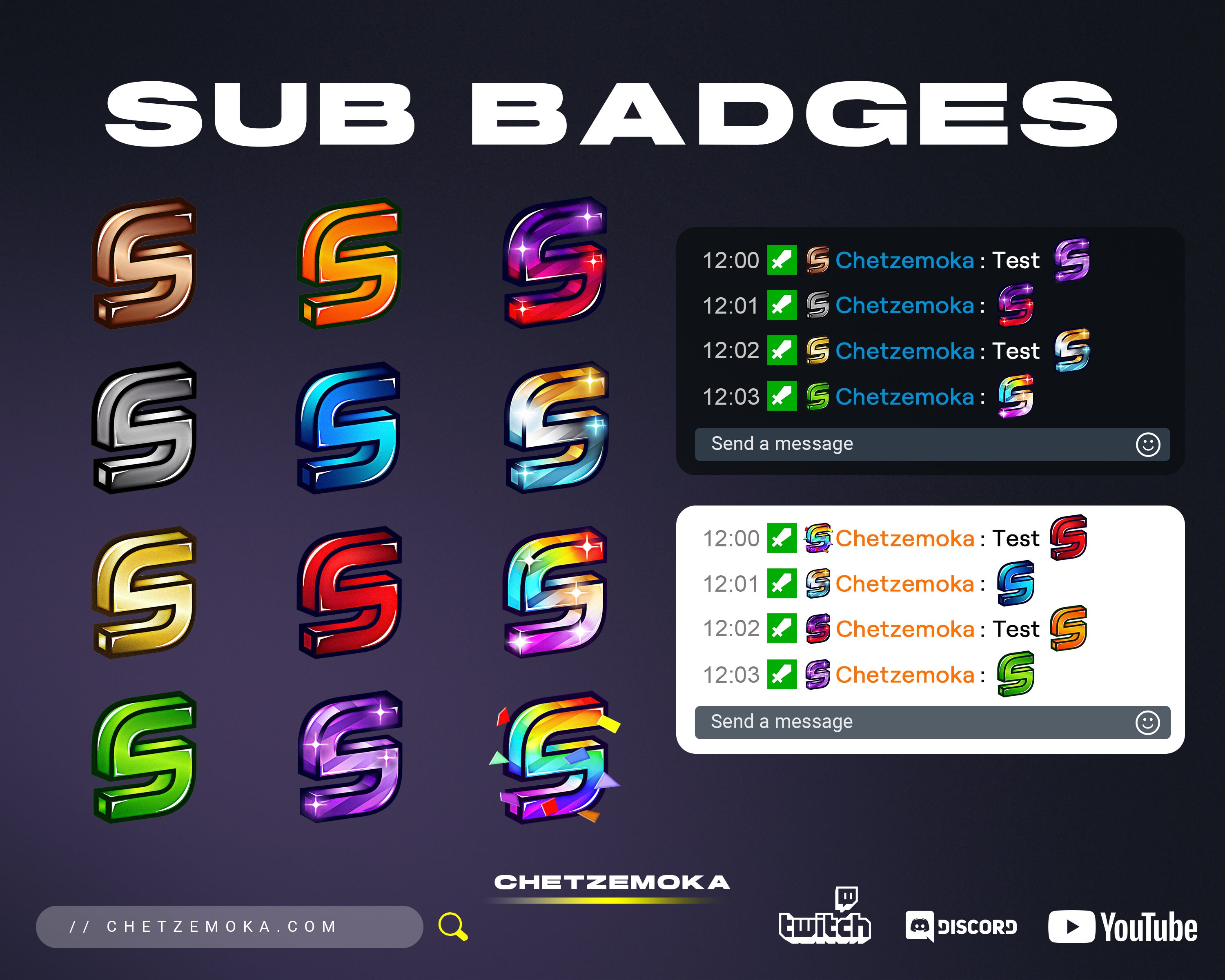Letter S Sub Badges: 3D Twitch Cheer Emotes (set of 12) (PNG File) - Etsy