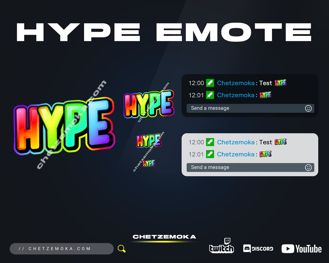 Animated/static Twitch Hype Emote | Text I Rainbow | Fireworks | Rain | Confetti | Instant ...
