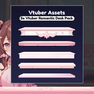 5x Vtuber Desk - Vtuber Assets - Pink Romantic Style (high Resolution ...