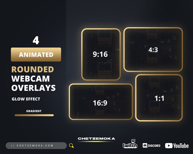 Animated Webcam Overlay Gold Theme | Circle and All Standard Sizes | Golden - Etsy