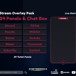 Red Stream Overlay Package: Twitch Panels, Webcam Overlay (digital ...