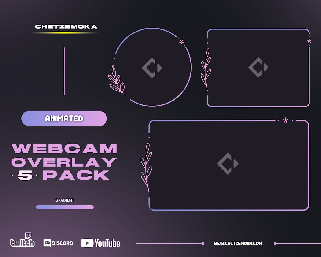 ANIMATED Floral Webcam Overlay | 5 Sizes | Twitch Lavender Borders ...