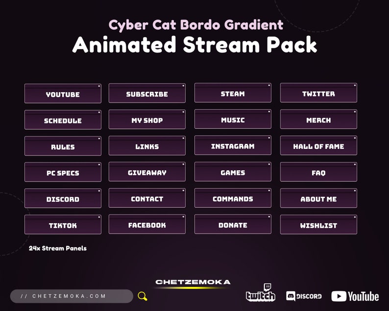 Cyber Cat Stream Overlay Bordo Animated Cat Stream Pack Minimalist Cat ...