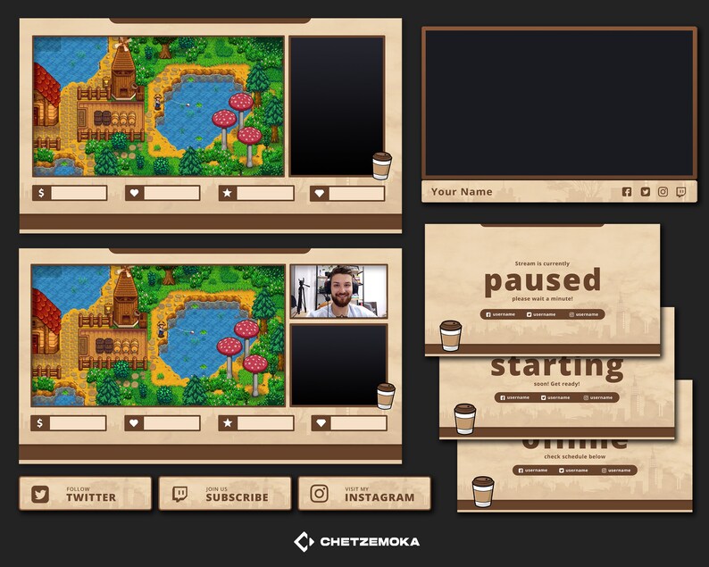 Twitch Coffee Overlay Coffee Theme Stream Package 2 - Etsy Australia