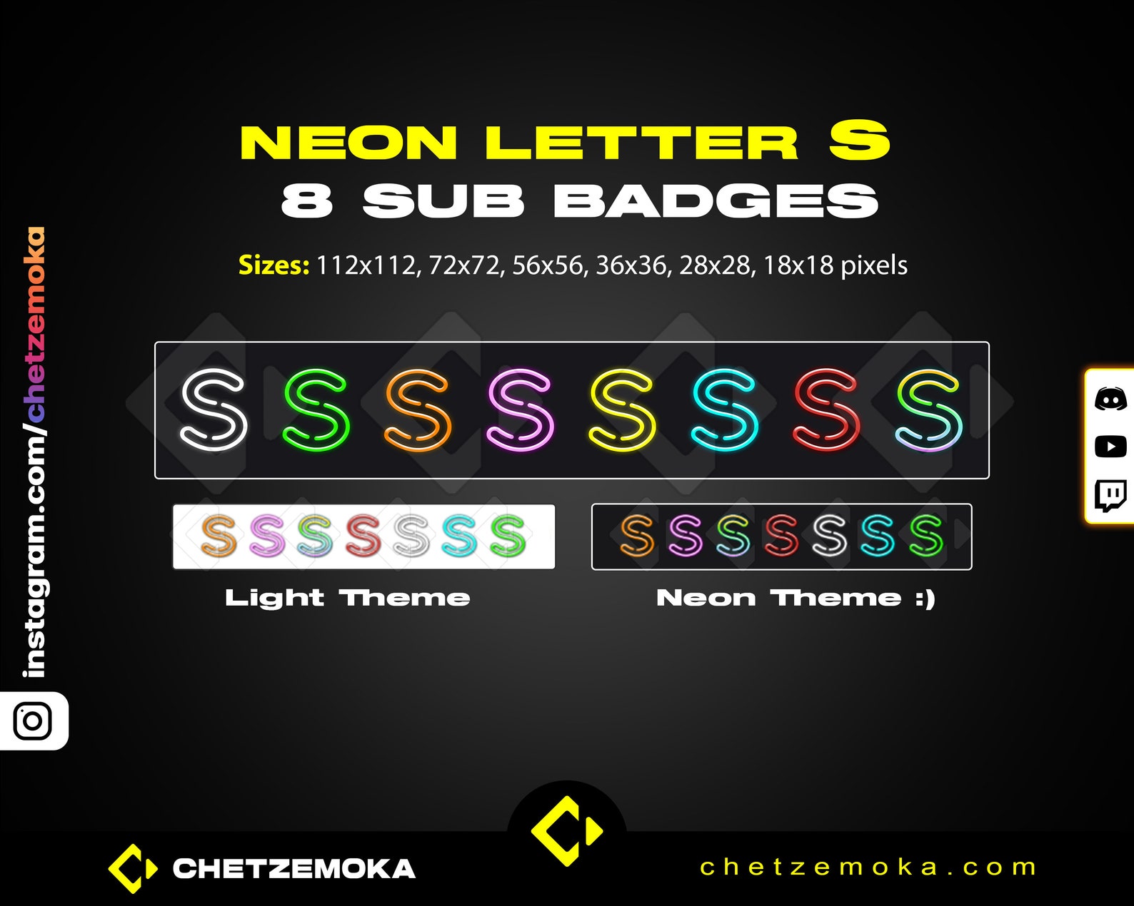 Neon Letter Sub Badges "s" | Twitch Sub Badges | Twitch Emotes ...
