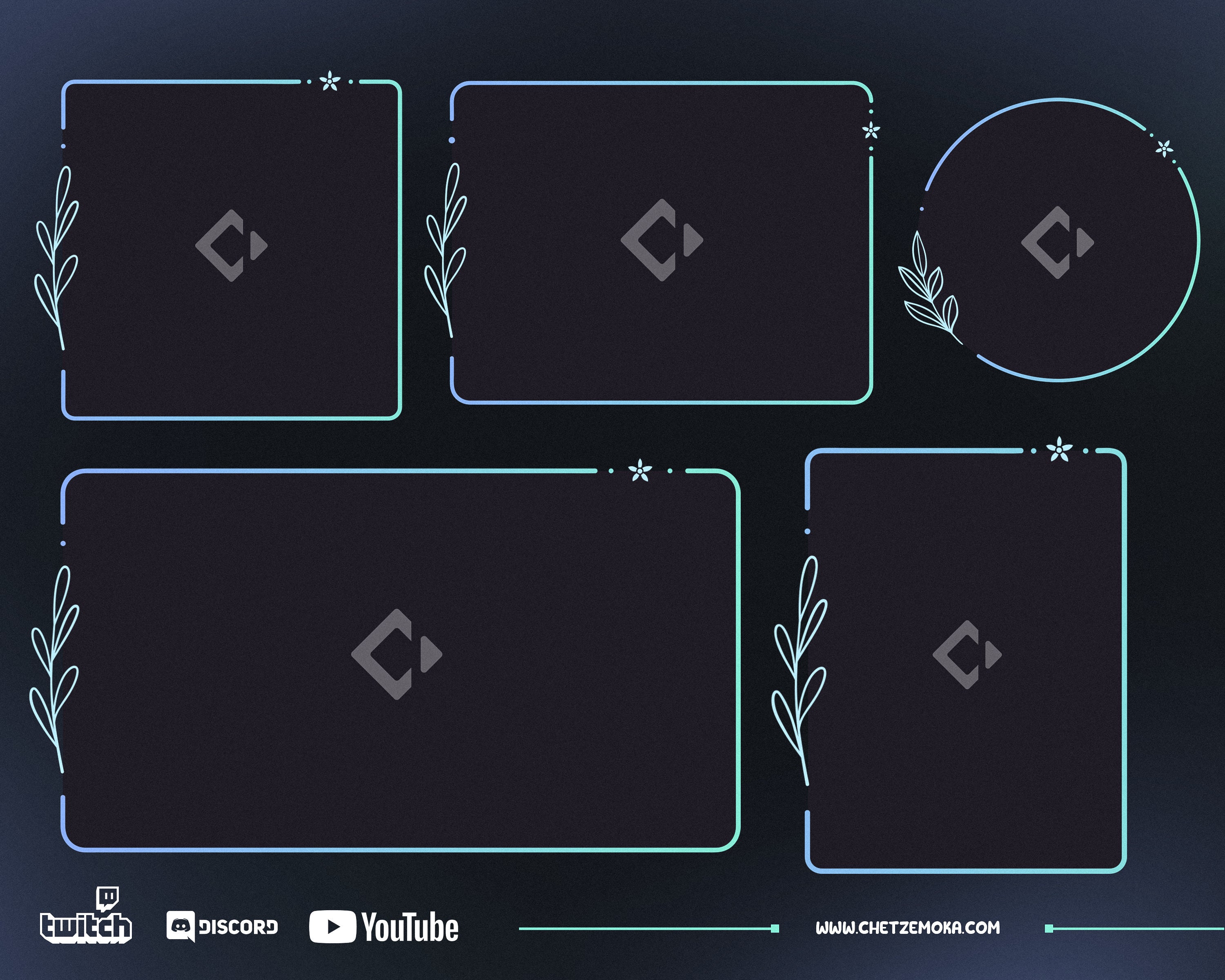 ANIMATED Floral Webcam Overlay | 5 Sizes | Twitch Blue Ice Borders ...