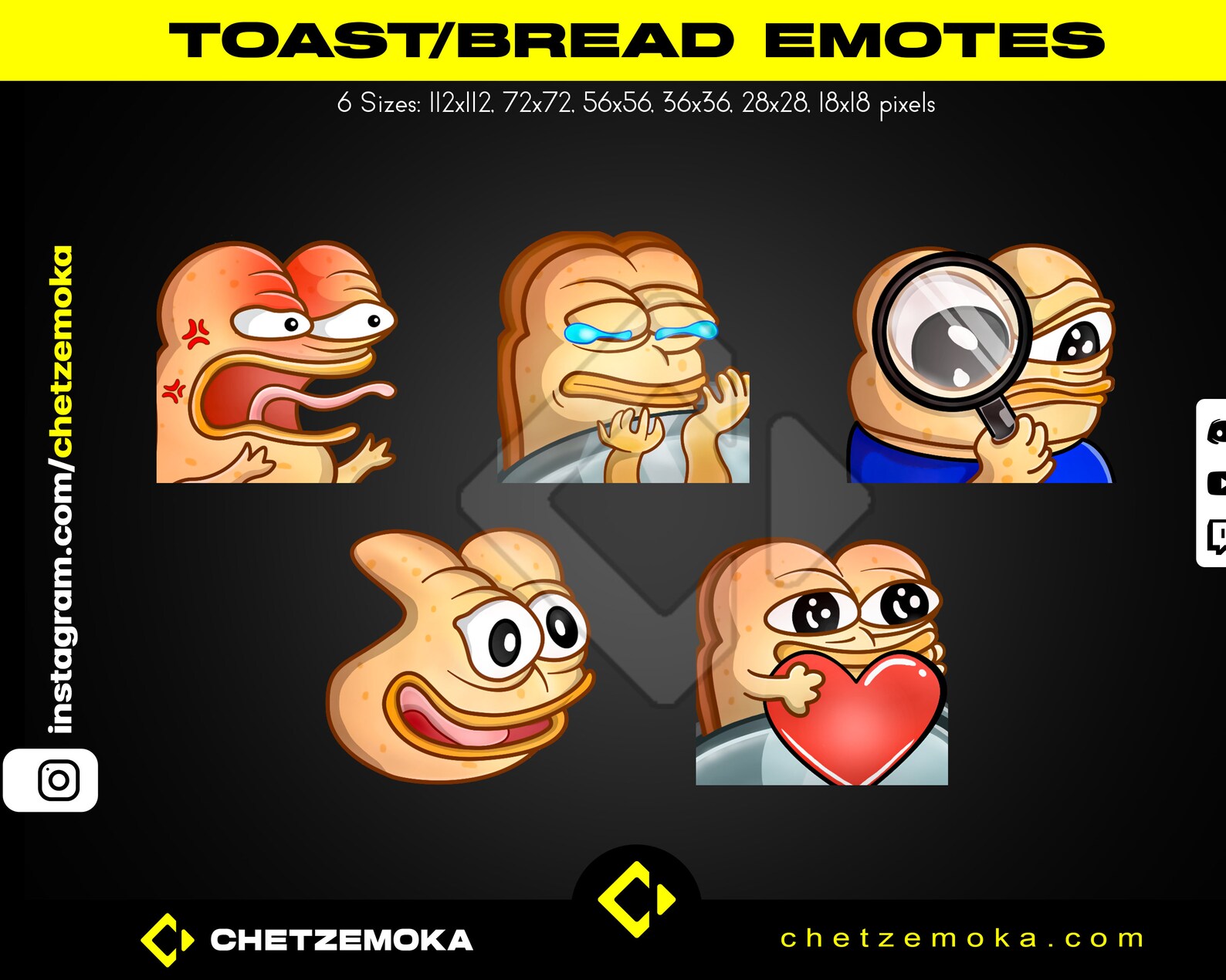 Twitch Bread Emotes / Toast Pepe Meme Pack Love Sad Rage Sus Pepega ...