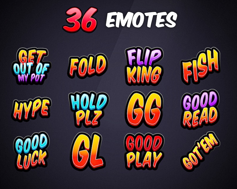 Poker Text Emotes Bundle of 36 Orange Emotes for Poker Streamers ...