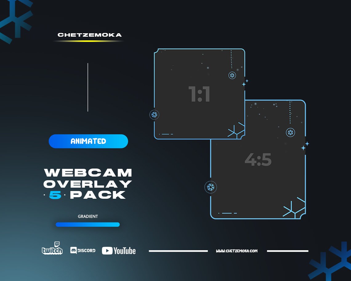 ANIMATED Winter Webcam Overlay | 5 Sizes | Twitch Blue Gradient Borders ...