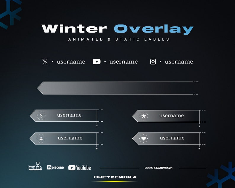 Winter Stream Overlay Pack Snowflake Webcam Overlay Blue - Etsy