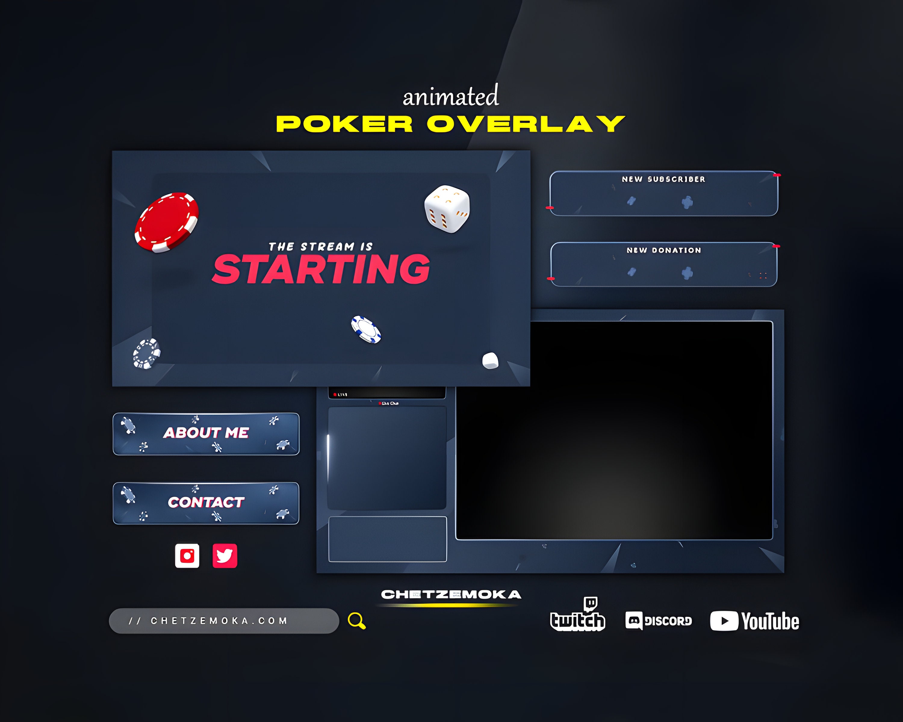 Animated Poker Twitch Overlay: Scenes, Alerts, Panels (digital Download ...