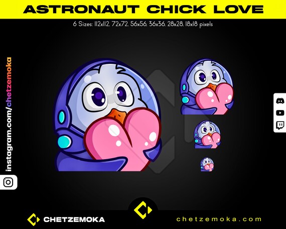 Twitch Emote / Cute Astronaut Chick Love Emote Twitch - Etsy