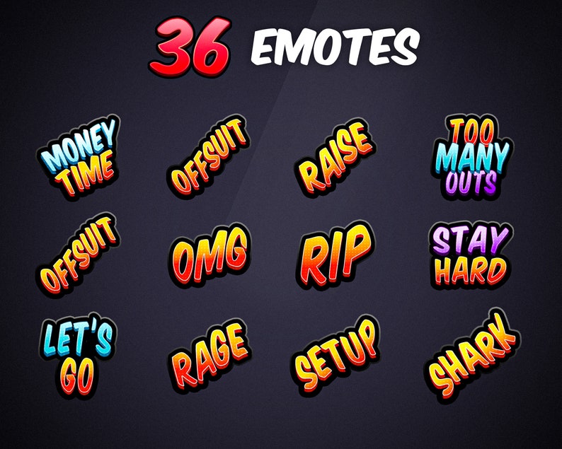 Poker Text Emotes Bundle of 36 Orange Emotes for Poker Streamers ...