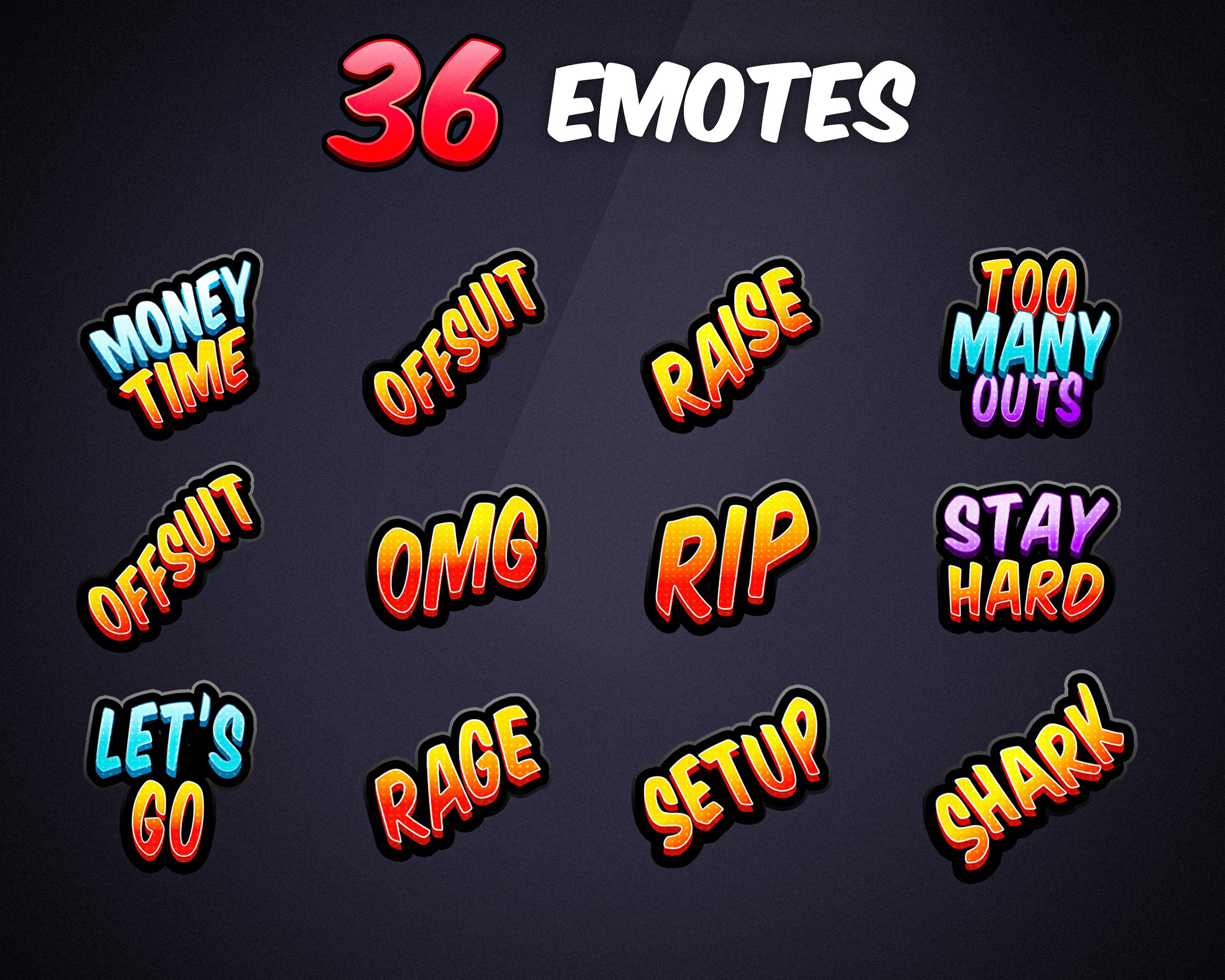 Poker Text Emotes Bundle of 36 Orange Emotes for Poker Streamers ...